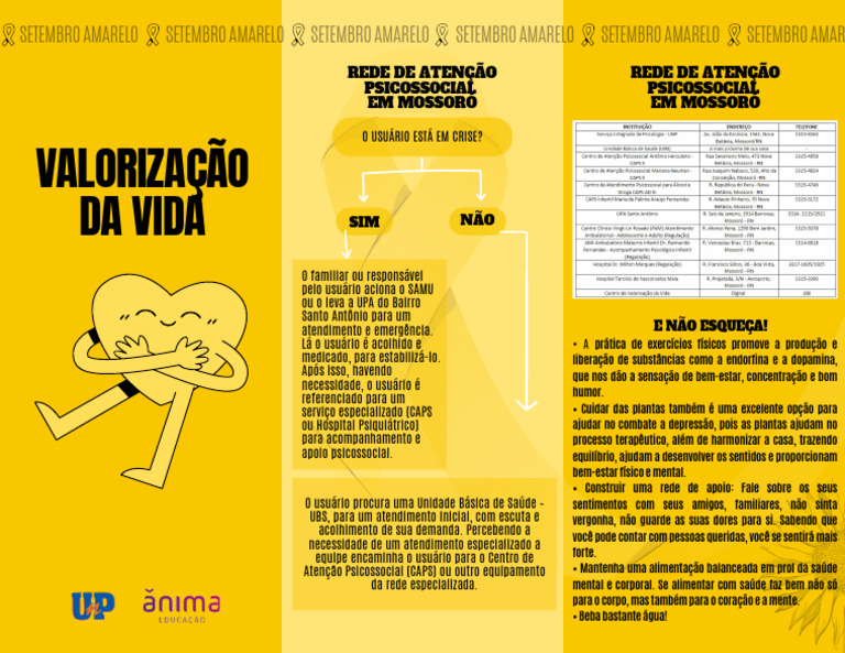 Panfleto Setembro Amarelo | PDF | Autoajuda | Bem-estar