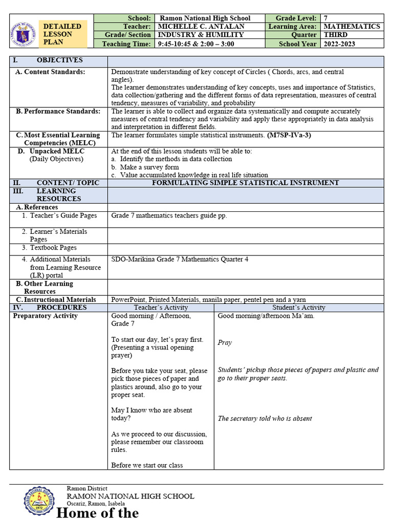 Q4 Formulating Simple Statistical Instruments Pdf Learning Data