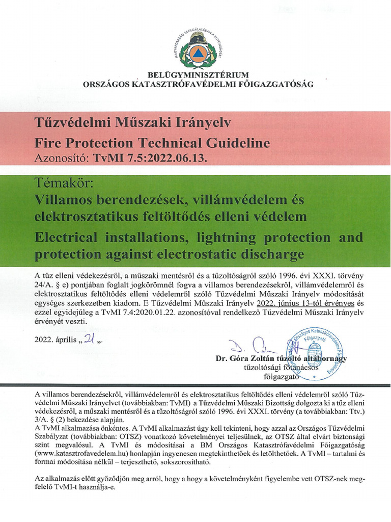 Villamos Berendezések, Villámvédelem És Elektrosztatikus Feltöltődés ...