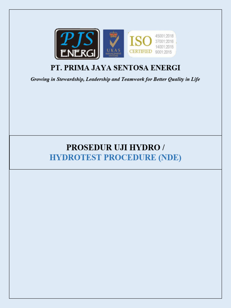COVER Prosedur Hydro Test | PDF | Wellness