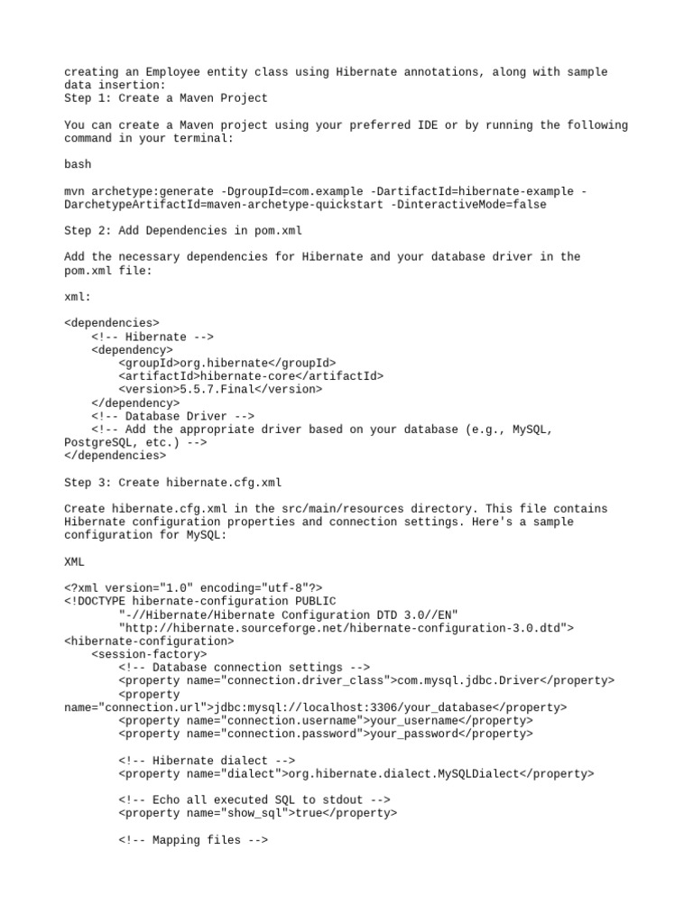 Creating An Employee Entity Class U | PDF | Data Management Software | Computing
