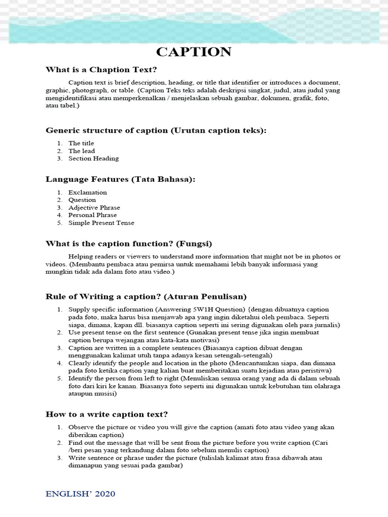 3.3 Material of CAPTION | PDF | Karier & Perkembangan | Seni & Disiplin ...
