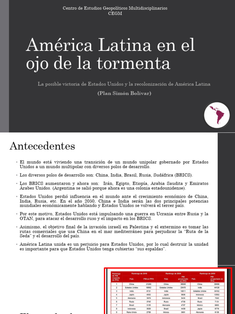 Recolonización de América Latina: Plan Simón Bolívar | PDF | Bolivia ...