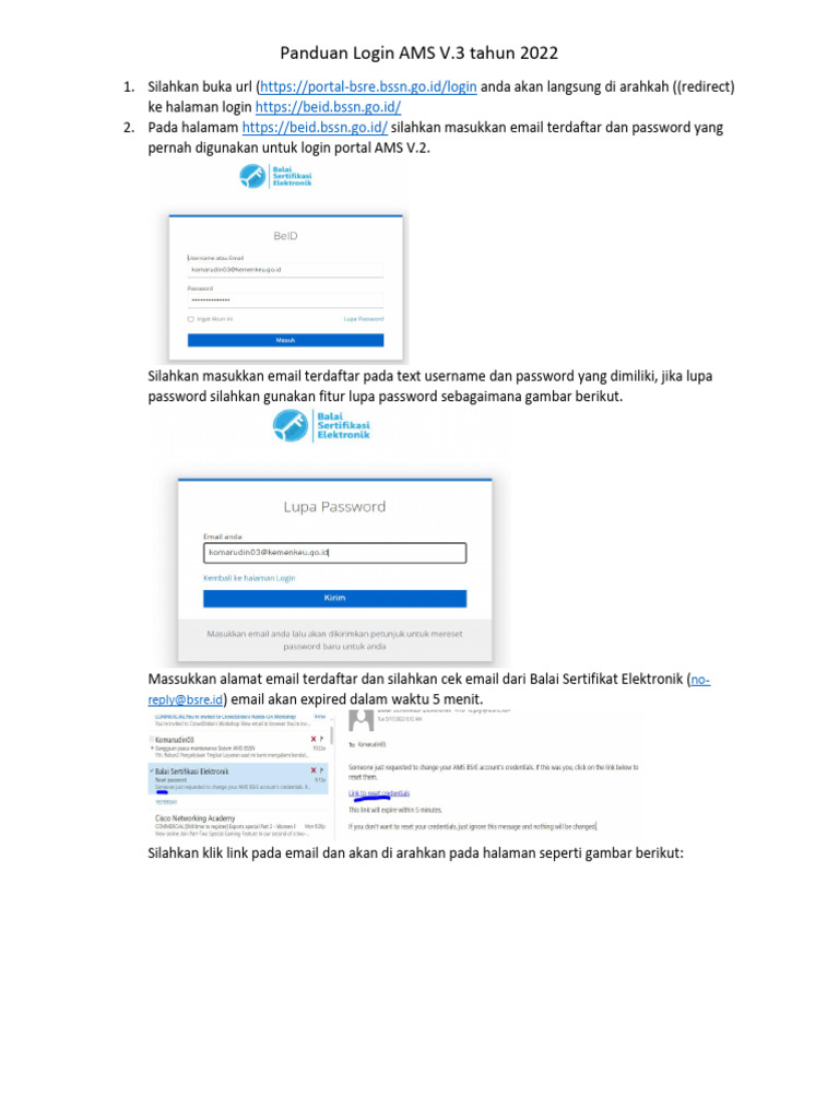 Panduan Login AMS V32022 | PDF