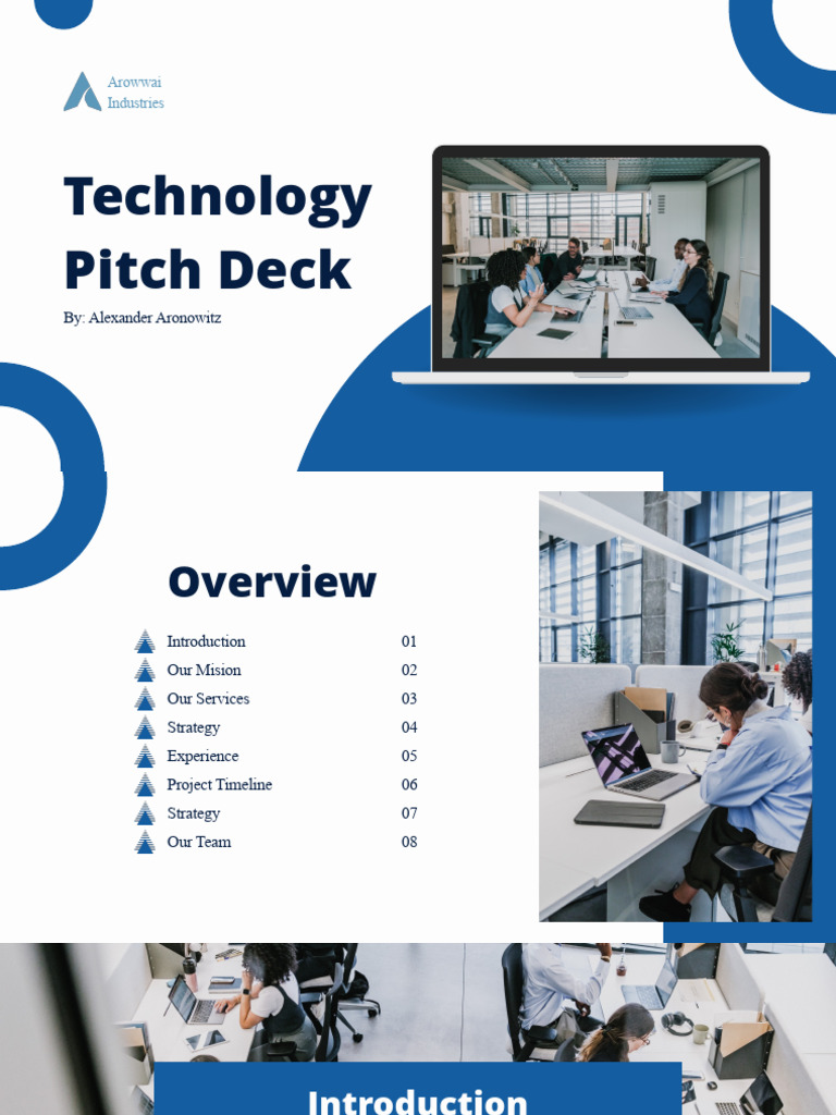 White and Blue Professional Modern Technology Pitch Deck Presentation ...
