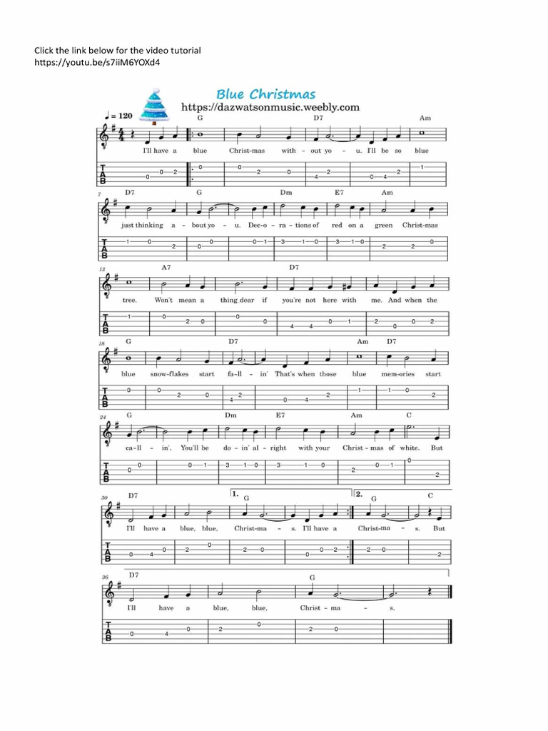 Blue Christmas Easy Guitar Tab Pdf