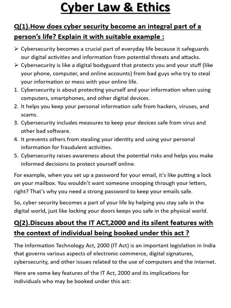 Cyber Law & Ethics | PDF | Computer Security | Security