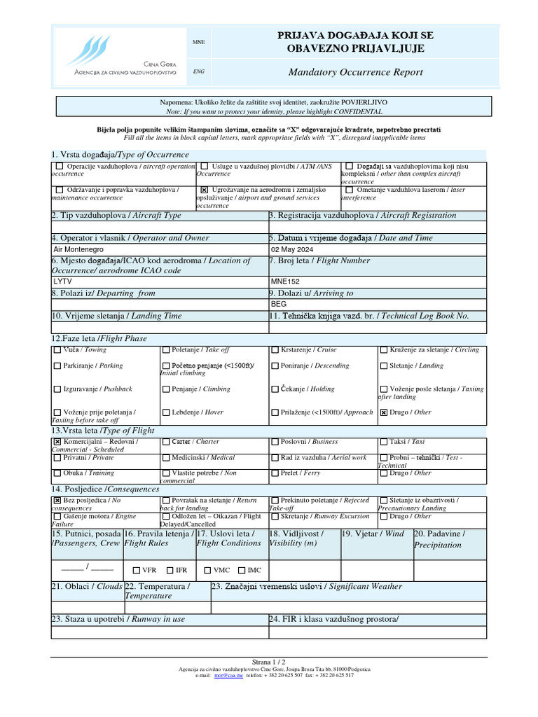 Obrazac Za Obavezno Prijav | PDF