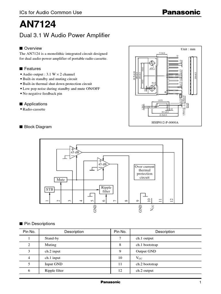 AN7124 | Download Free PDF | Amplifier | Electricity