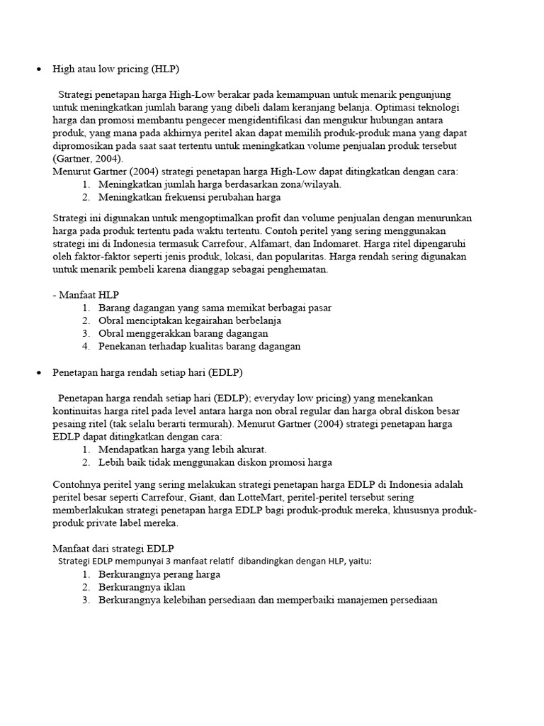 Strategi Harga Ritel: HLP vs EDLP | PDF
