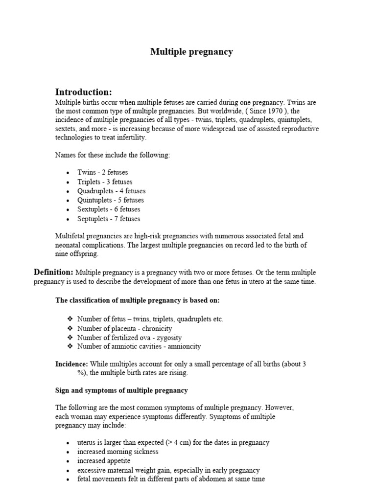 Multiple Pregnancy | PDF | Multiple Births | Twin