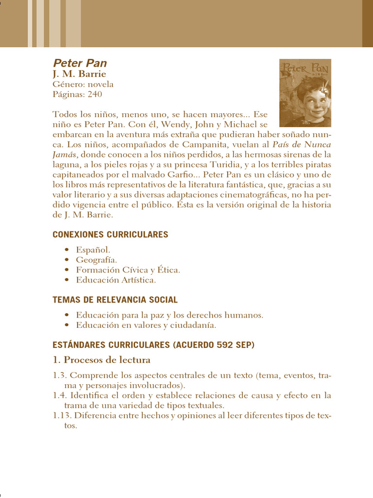 Resumen del Cuento Peter Pan | PDF | Peter Pan | Neverland