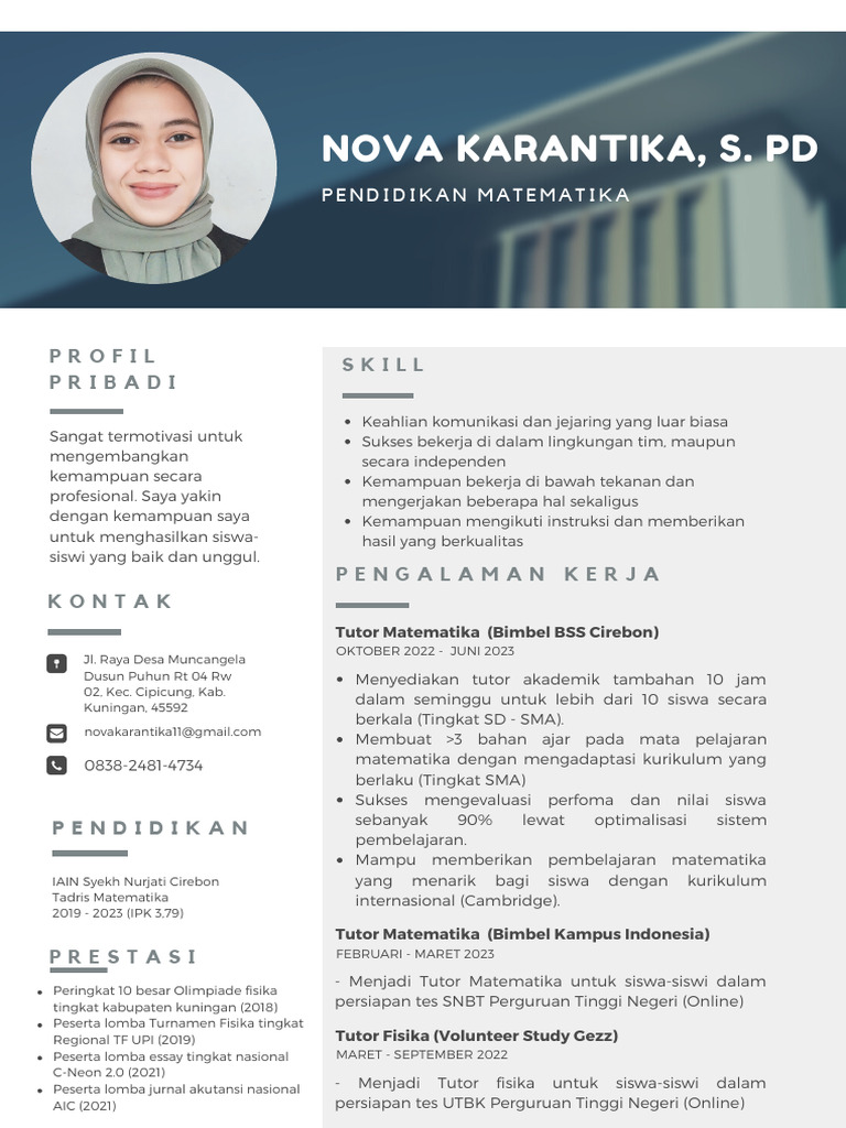 Curriculum Vitae Nova Karantika | PDF