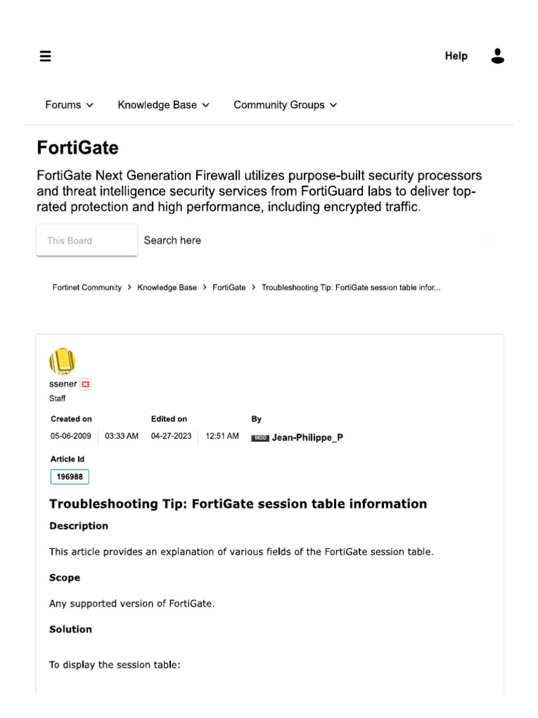 Fortigate Session Diagnostics | PDF