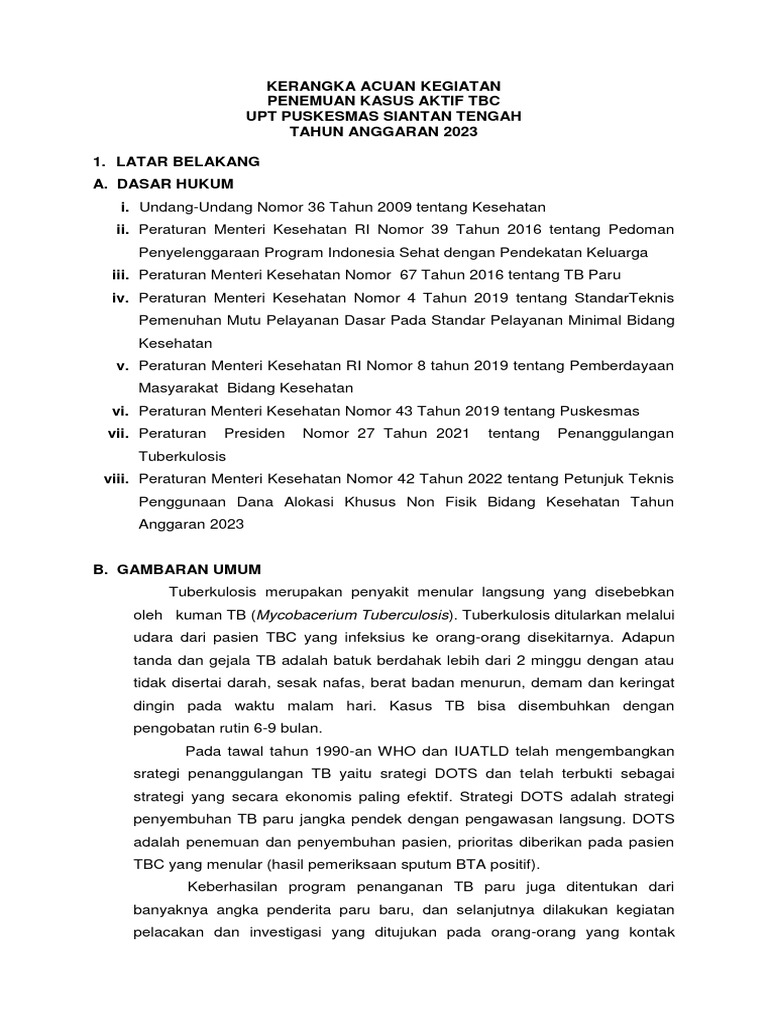 Kak Penemuan Kasus Aktif TBC 2023 BLM | PDF
