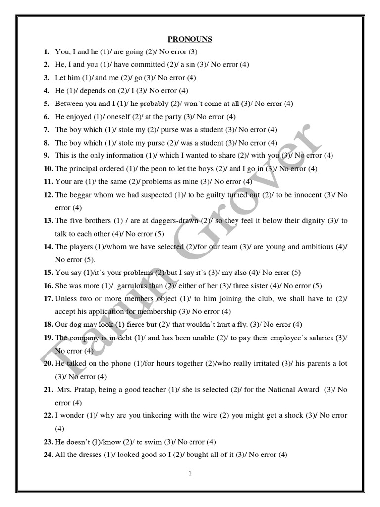 Pronouns | PDF | Pronoun | Grammatical Conjugation