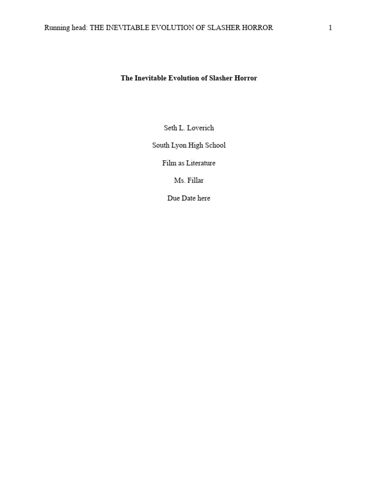 Seth Loverich - Genre Paper - Rough Draft | PDF | Horror Films