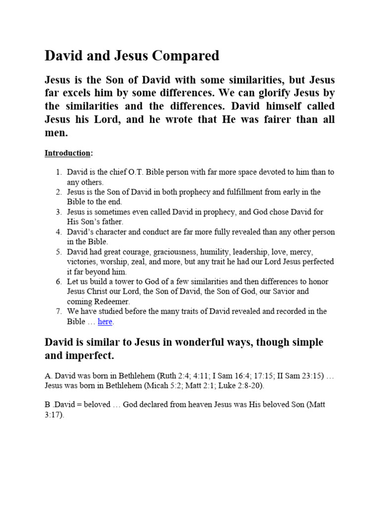 David and Jesus Compared | PDF | David | Jesus