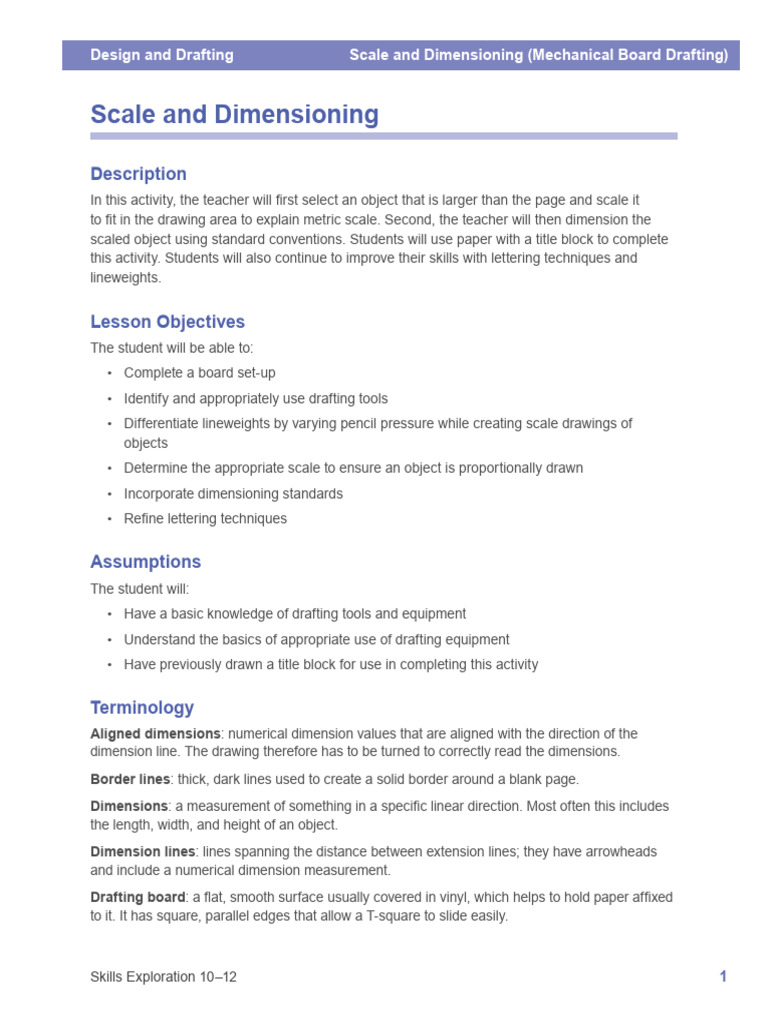 4M - Scale and Dimensioning | PDF | Technical Drawing | Drawing