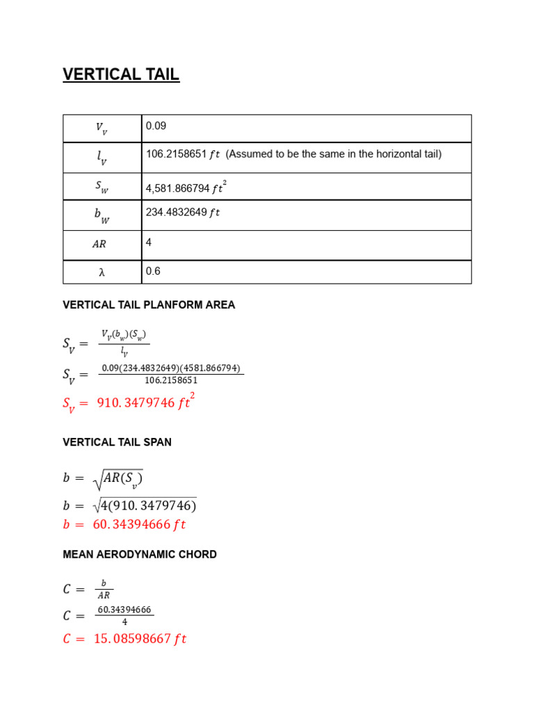 Vertical Tail Calculations Rev. 1 | PDF | Aerospace | Aircraft