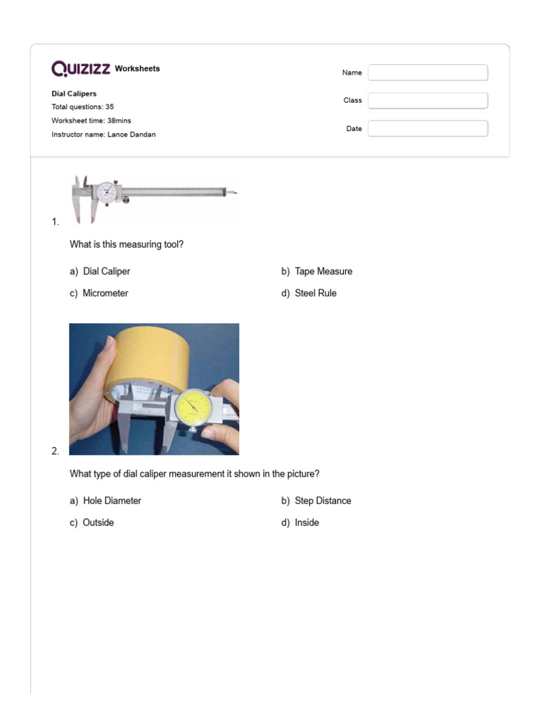 Dial Calipers - Quizizz | Download Free PDF | Radiography | Gyroscope
