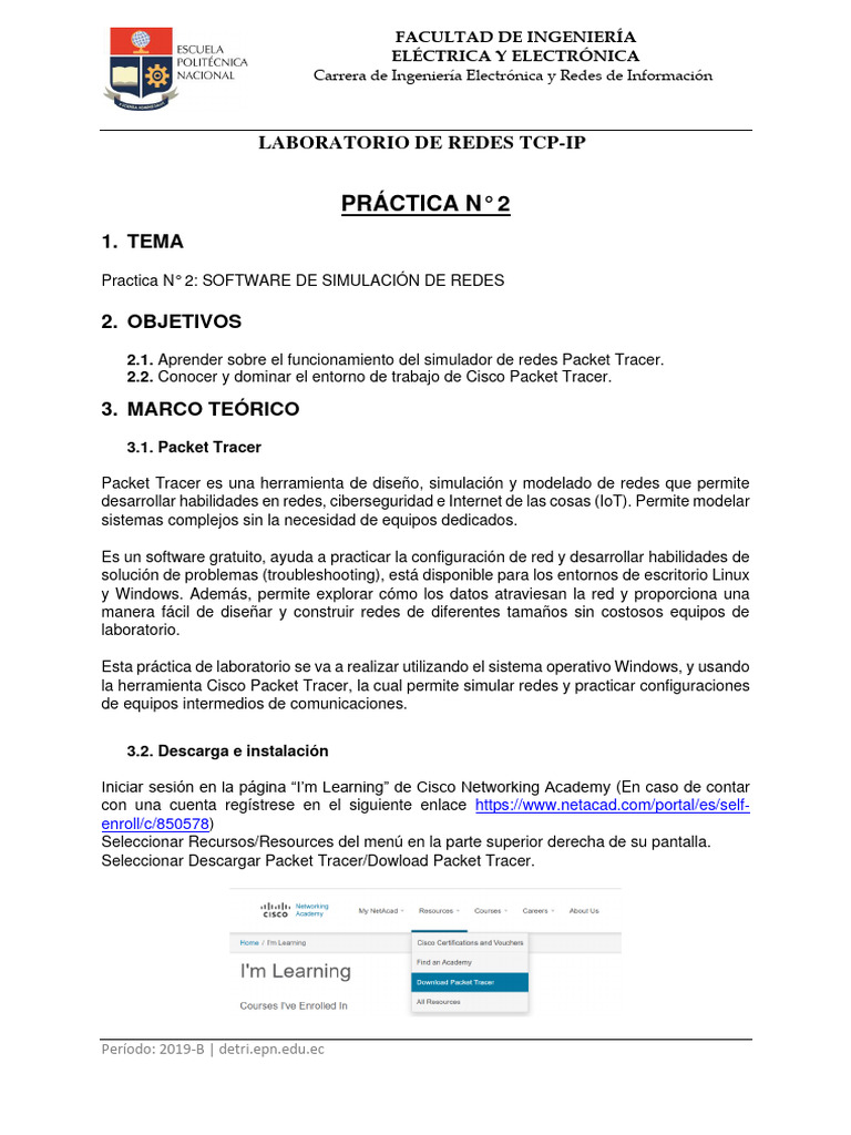 Practica N02 Lab Tcp-Ip 2019B | PDF | Enrutador (Computación) | Interfaz de usuario