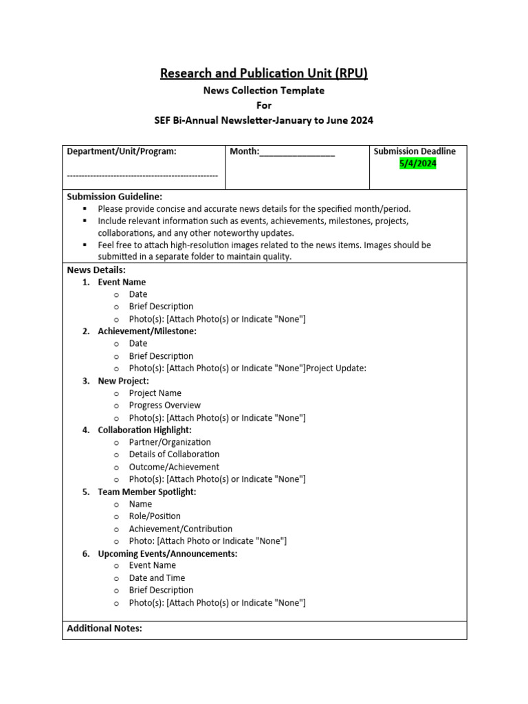 Template For News Collection | PDF