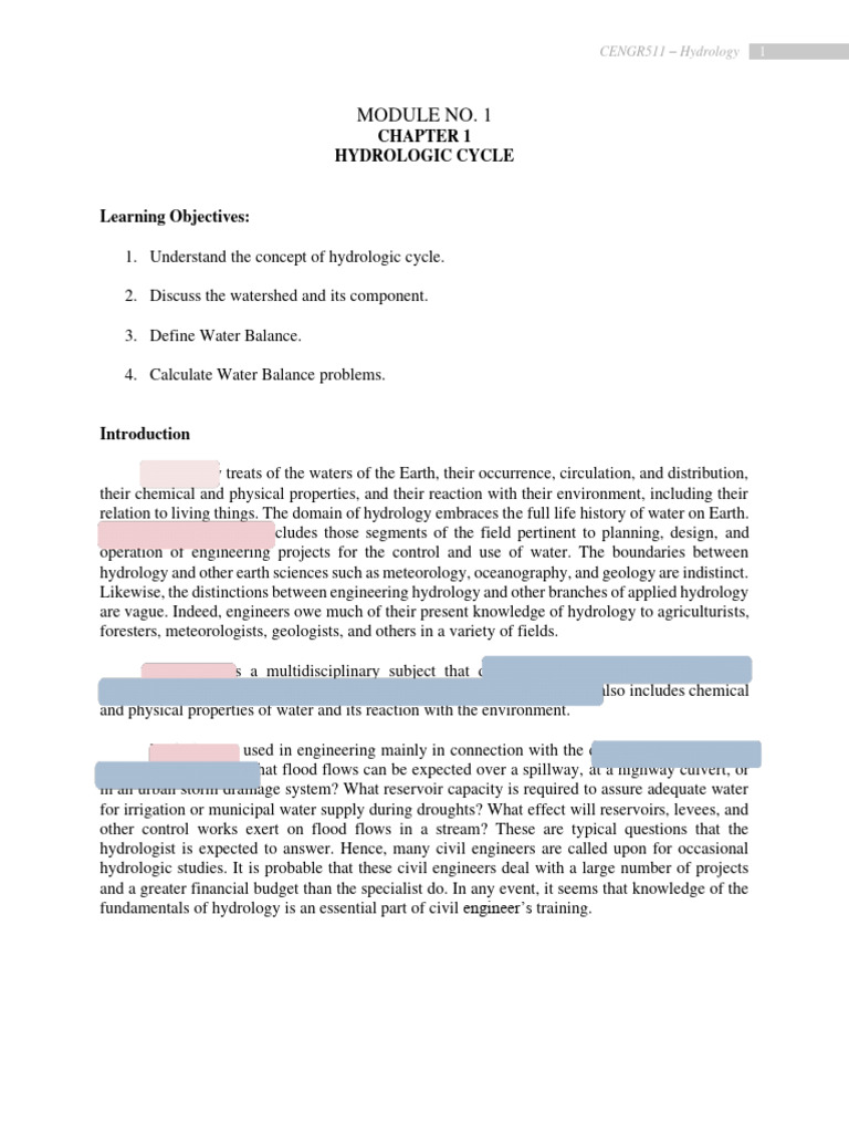 1.-Hydrologic-Cycle | PDF | Discharge (Hydrology) | Hydrology