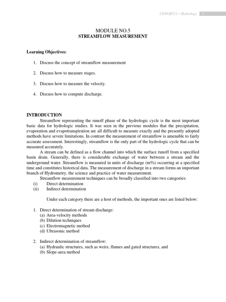Streamflow Measurement | PDF | Discharge (Hydrology) | Hydrology