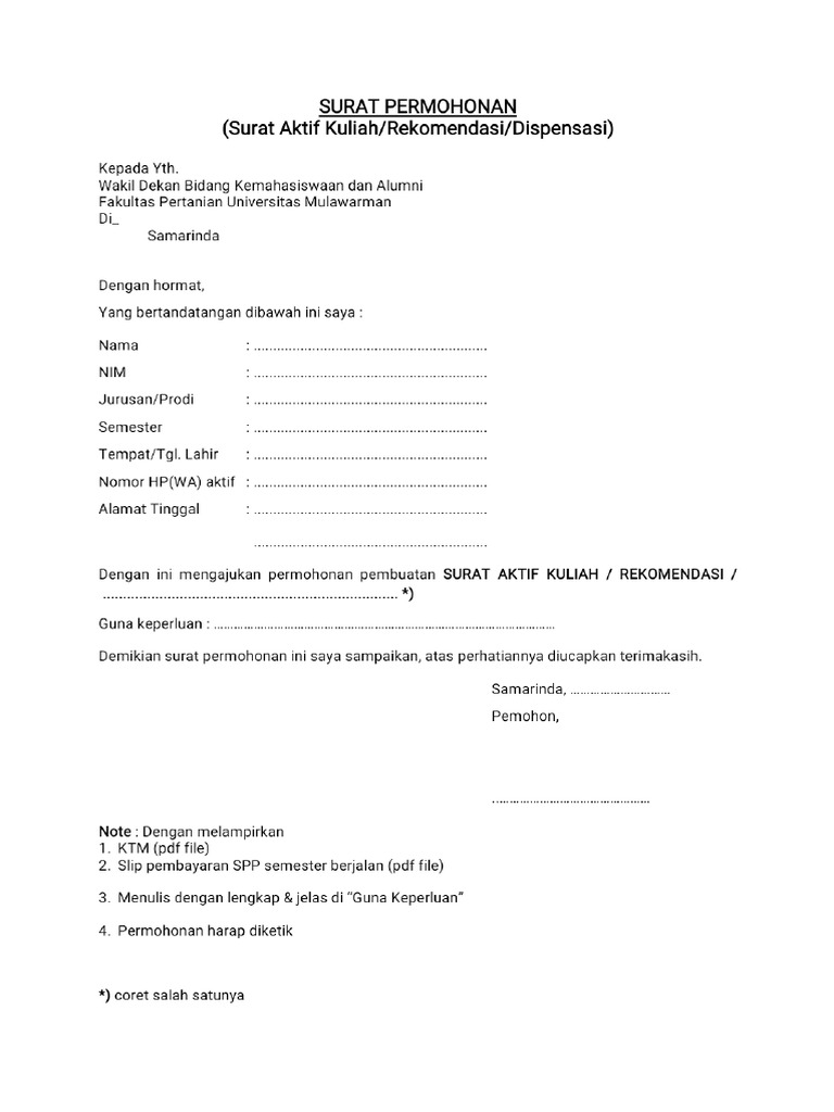 Surat Permohonan Status Kelulusan | PDF