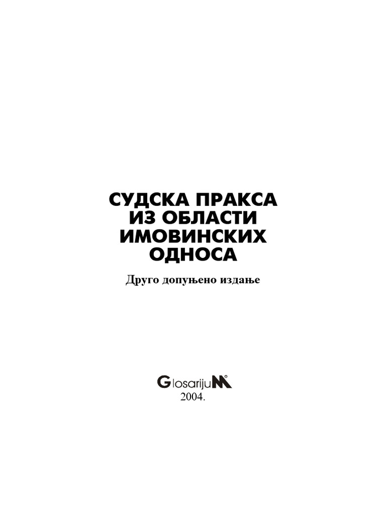 Sudska Praksa Imovinsko II | PDF