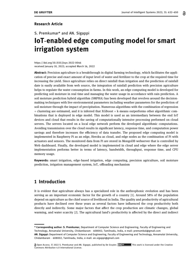 10.1515 - Jisys 2022 0046 | PDF | Internet Of Things | Machine Learning