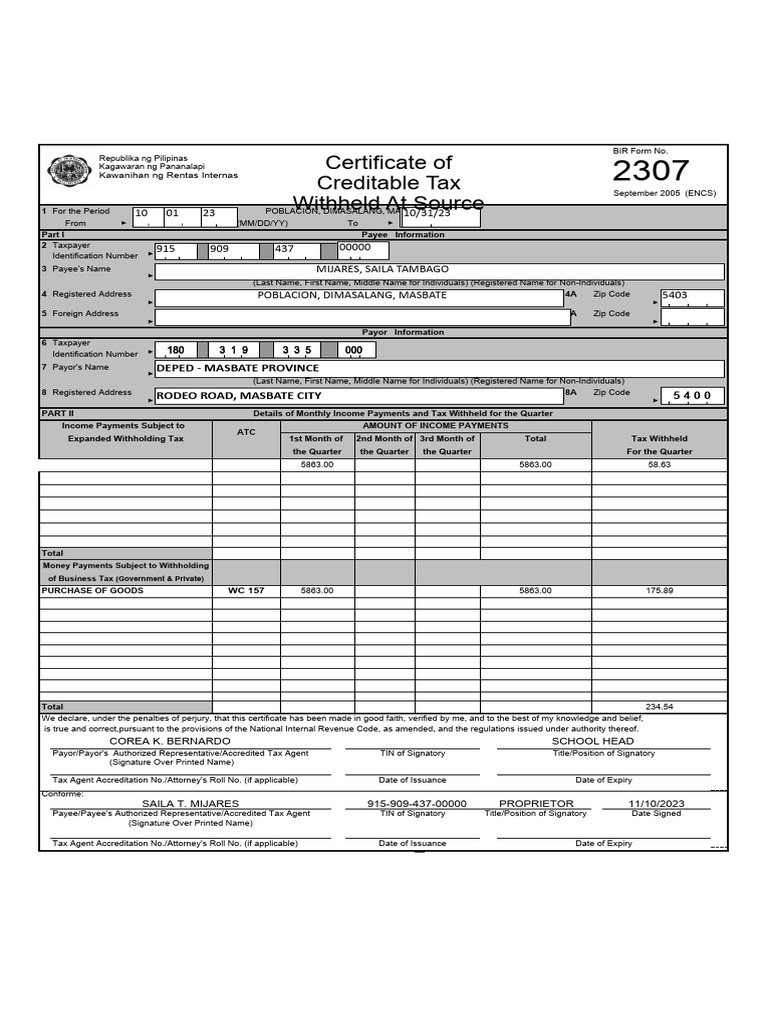 Bir Form 2307 | PDF | Taxes | Payments Bir Form 2307 | PDF | Taxes | Payments