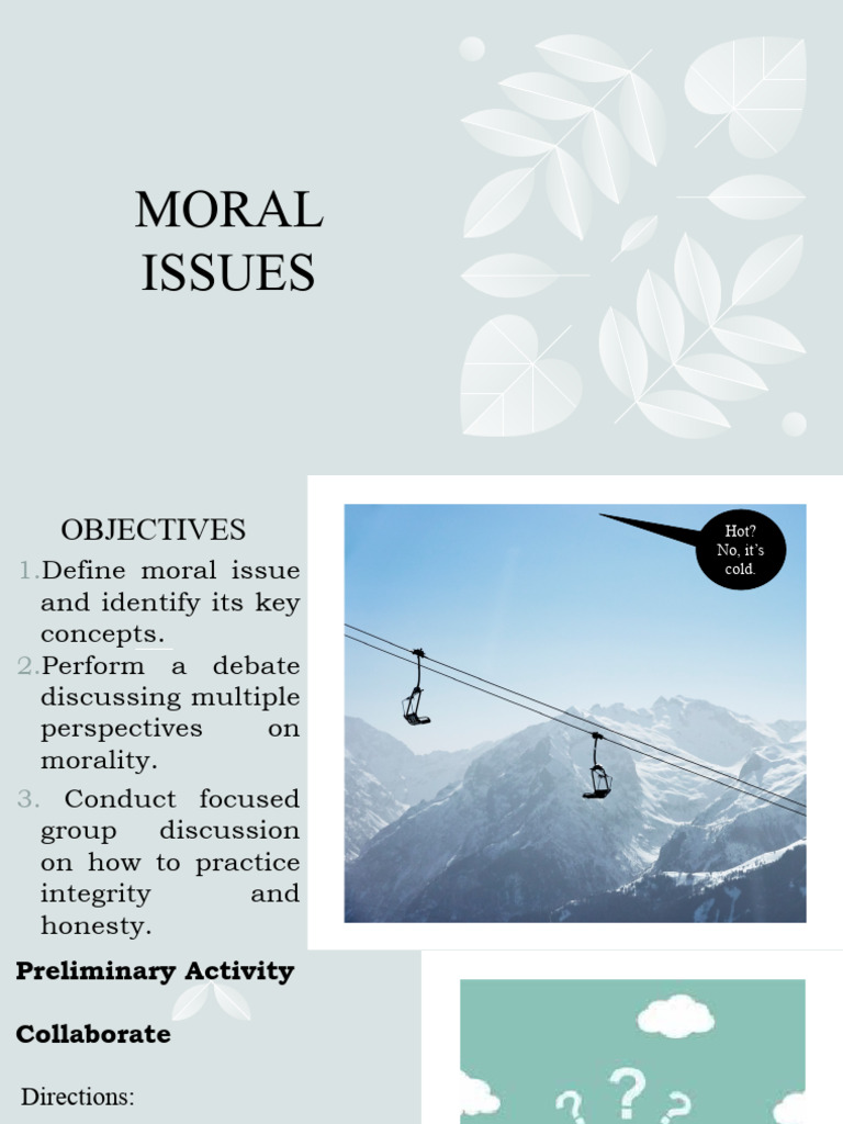 Moral Issues Day 2 4th Quarter | PDF | Morality | Cognition