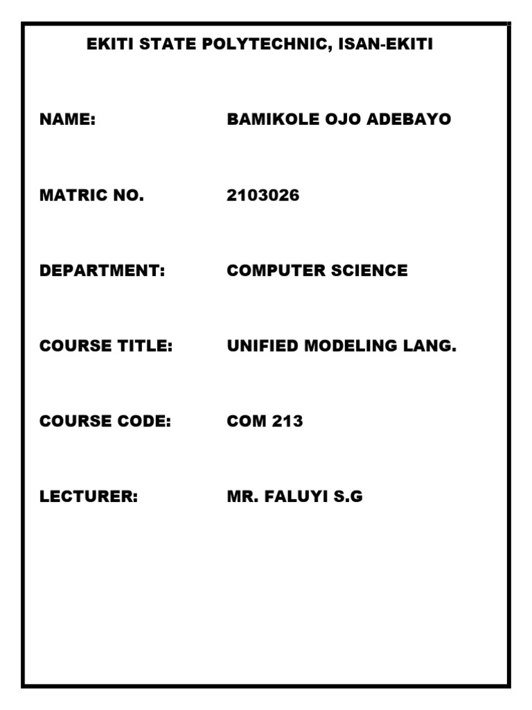 Unified Modeling Language Assidgnment | PDF | Use Case | Computer Science