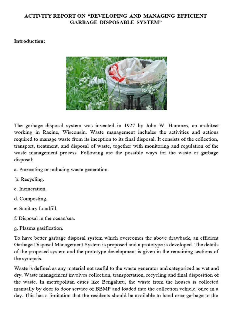 Divya Garbage Disposable System | PDF | Waste Management | Municipal ...