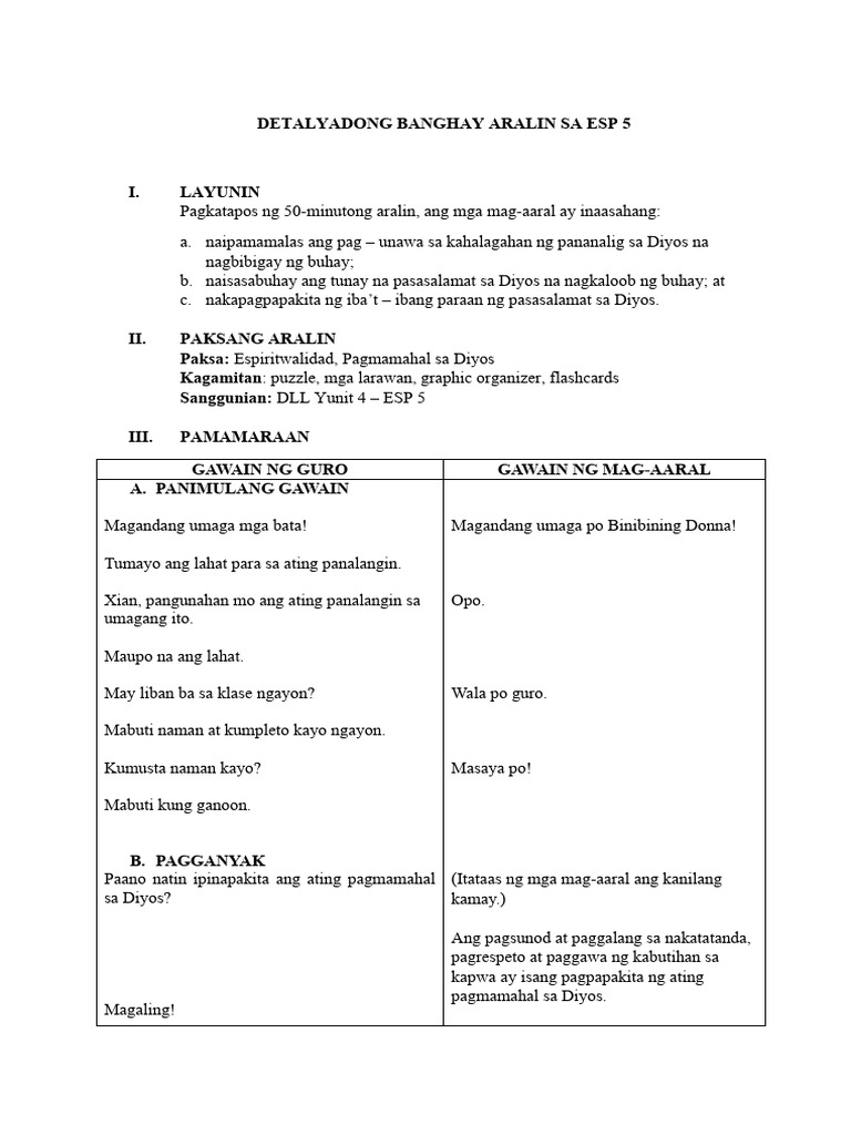 W9 DLP ESP 5 Day 2 | PDF