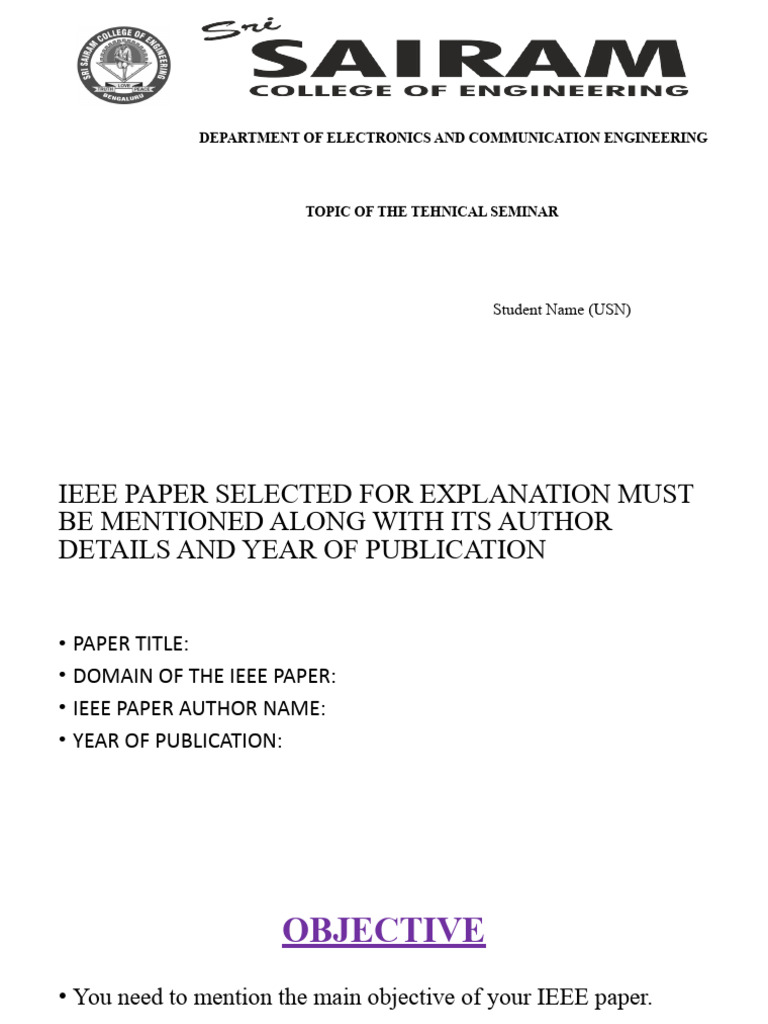 IEEE Paper Seminar Guide for Students | PDF