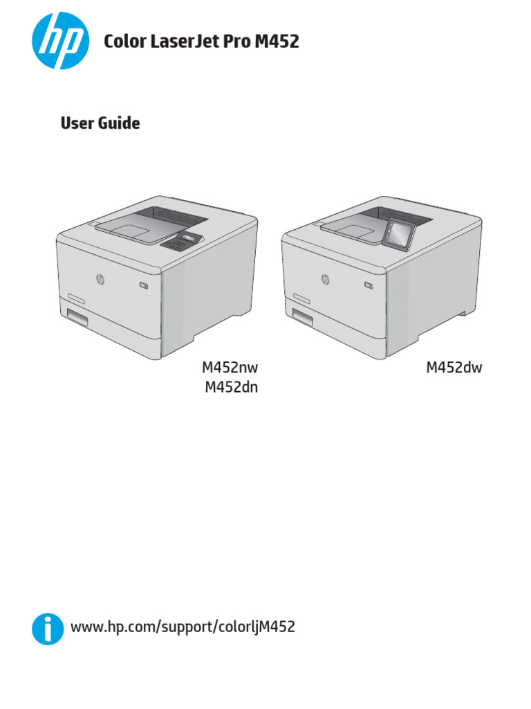 Color Laserjet Pro M452: User Guide | PDF | Menu (Computing ...