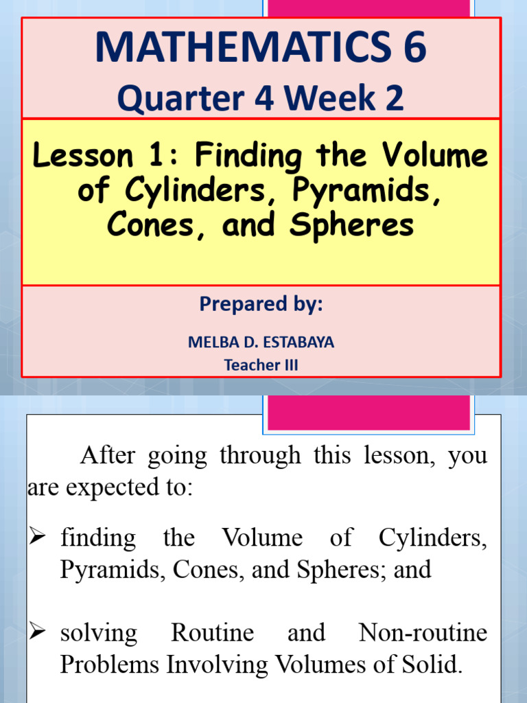 Math-6 Q4 Week-2 | Download Free PDF | Area | Volume