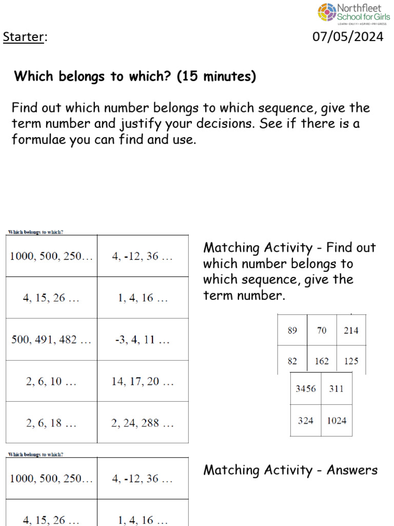 Y12 Induction Lesson Sequences | PDF | Sequence | Elementary Mathematics