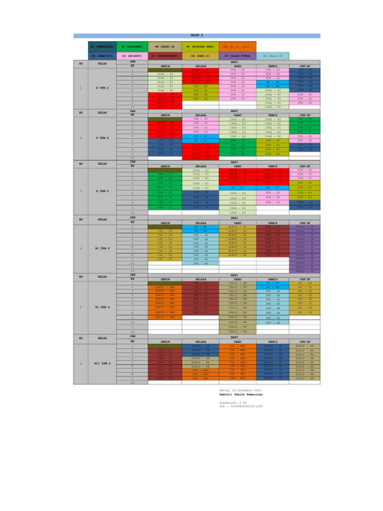 XL Jadwal Mengajar 2023-2024 Minggu Genap Semseter 2 | PDF