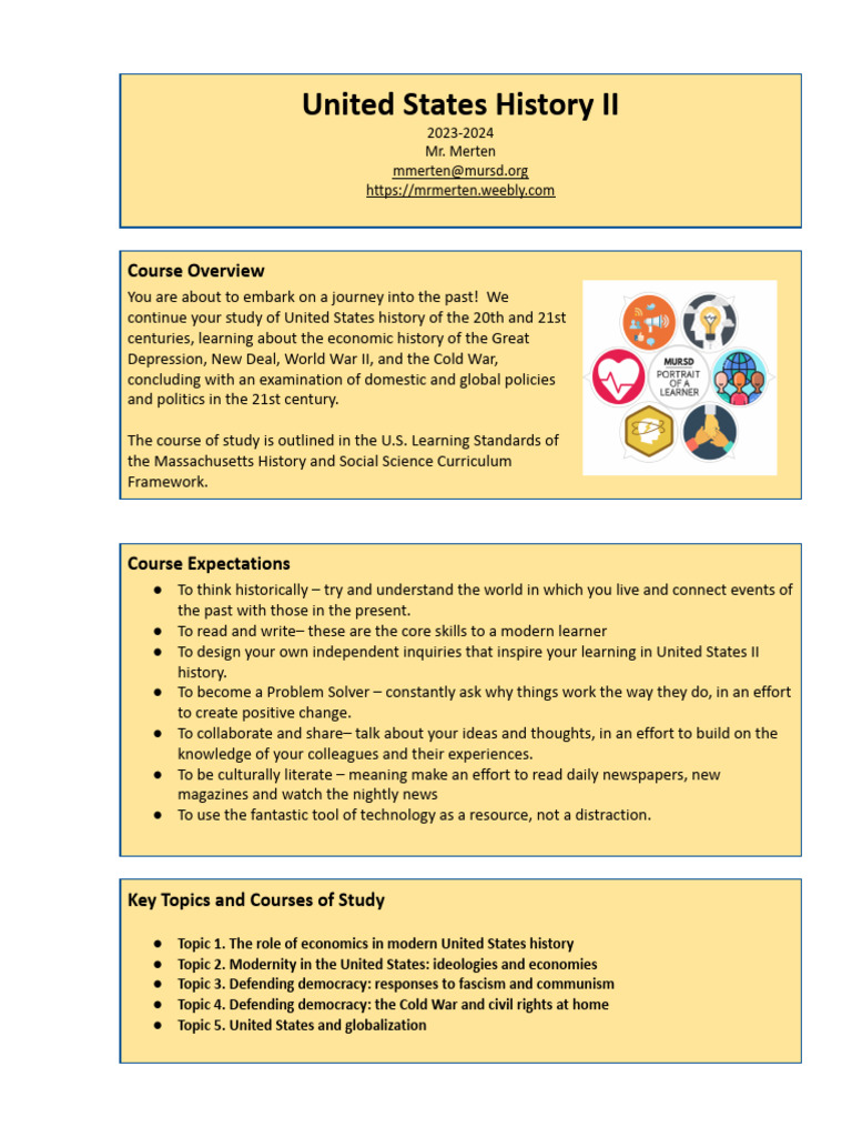 US History II Course Guide | PDF | Curriculum | Cognition