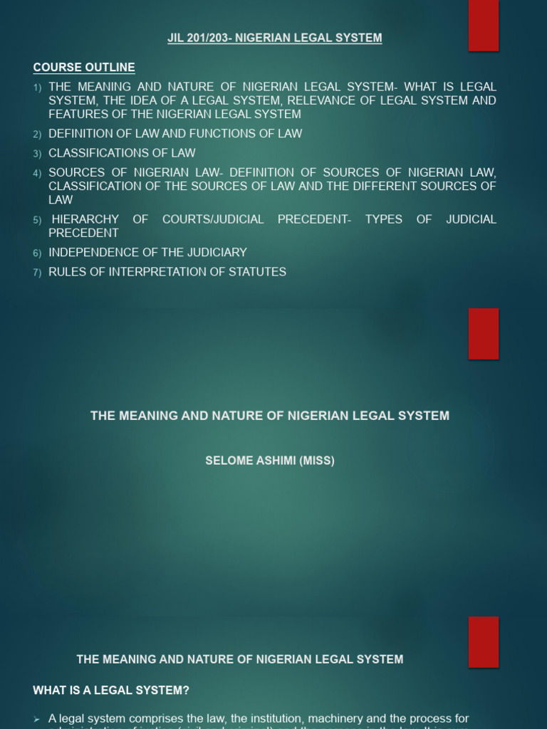 Jil 201 Class Note - Meaning of Legal System | PDF | Precedent ...