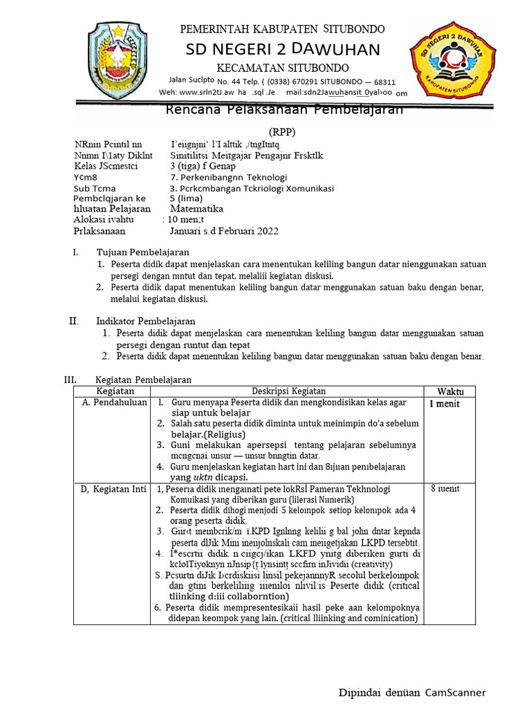 rpp-matematika-keliling-bangun-datar-kelas-3-sd (1) | PDF