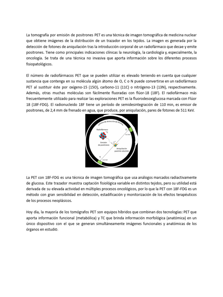 Tomografía Por Emisión de Positrones | PDF | Tomografía de emisión de positrones | Ct Scan