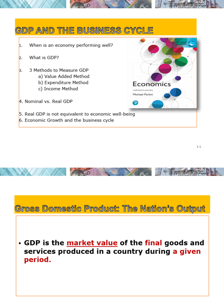 Lecture 7 Monitoring the value of production GDP The Business Cycle ...