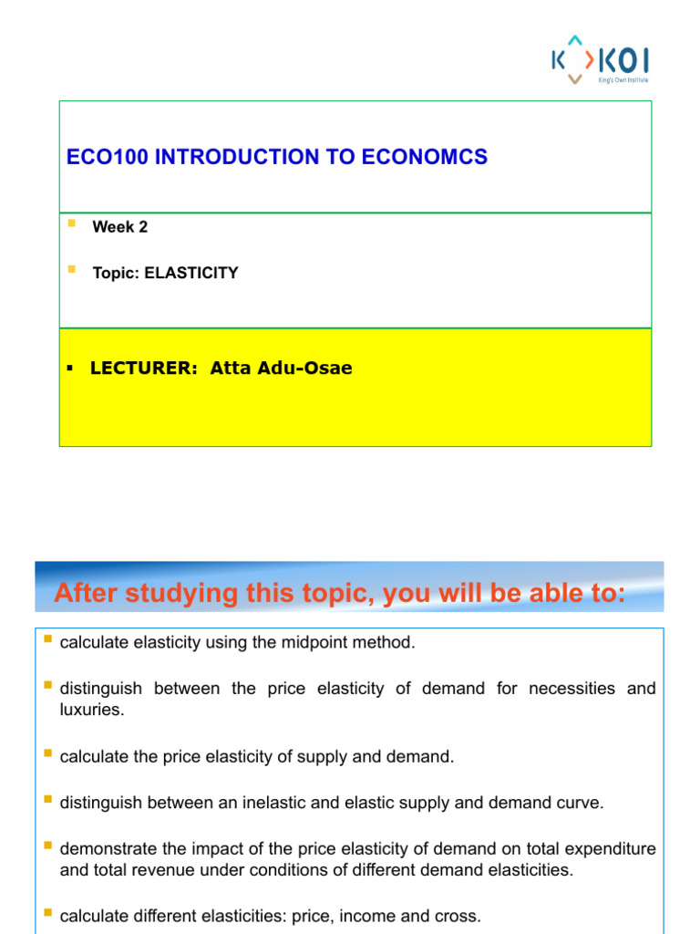 BUSS102 Lecture 4 Elasticity | PDF | Demand | Elasticity (Economics)