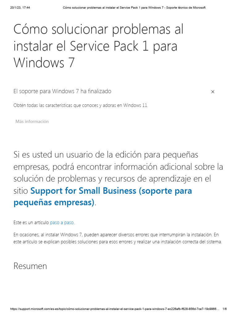 Cómo solucionar problemas al instalar el Service Pack 1 para Windows 7 - Soporte técnico de ...