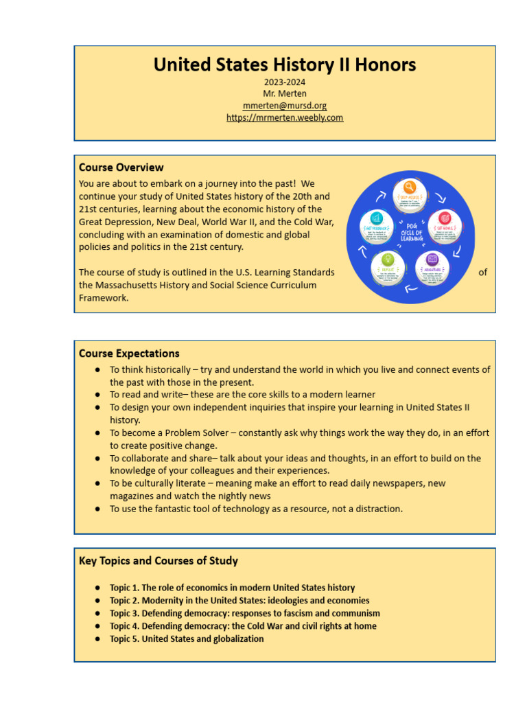 2023-2024 Usii Honors Course Syllabus | PDF | Curriculum | Learning